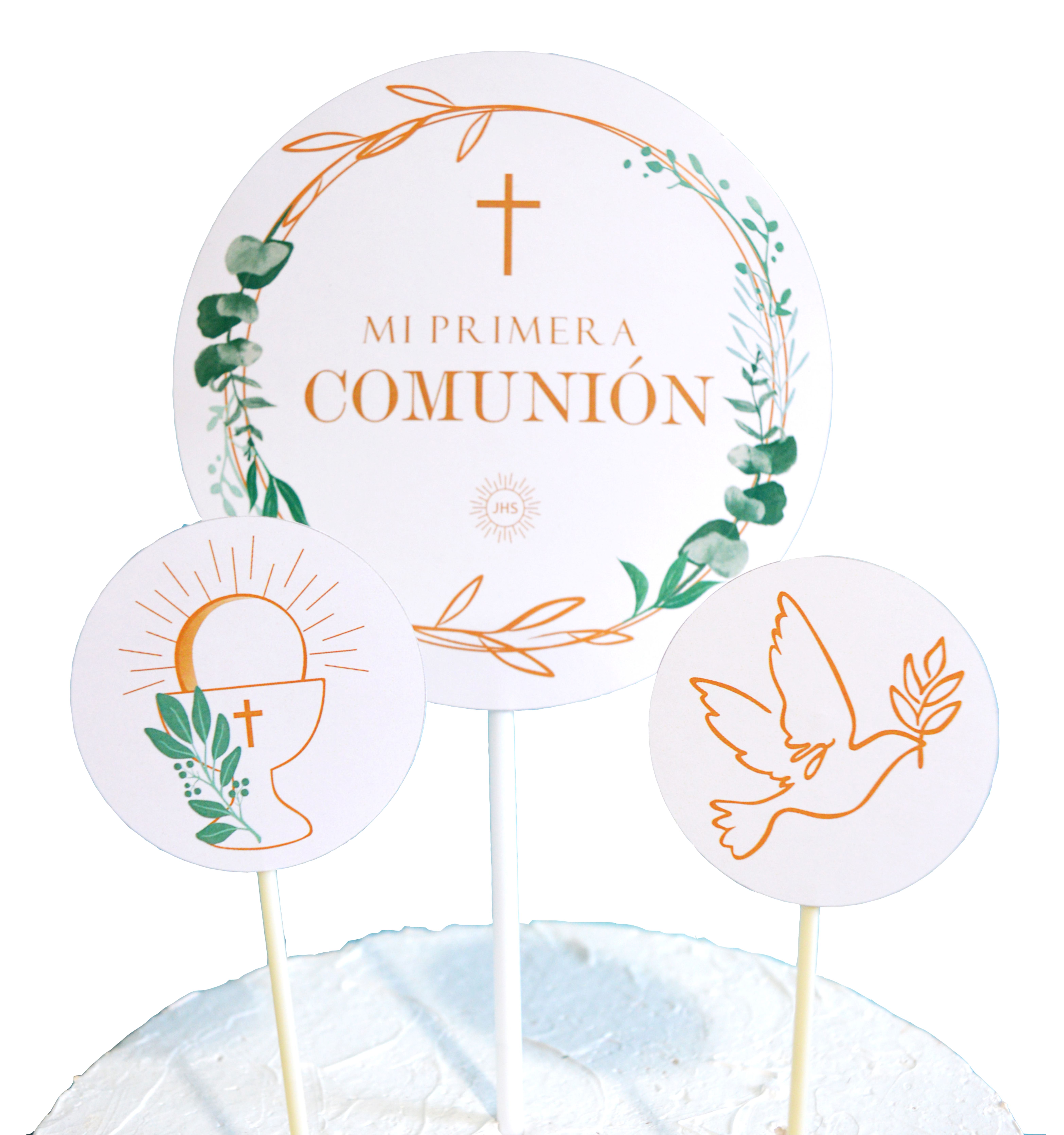 TOPPER PARA TORTA COMUNION ORO
